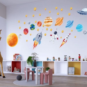 Planets Wall Sticker for Kids Room , Peel and Stick Planet Set Wall ...