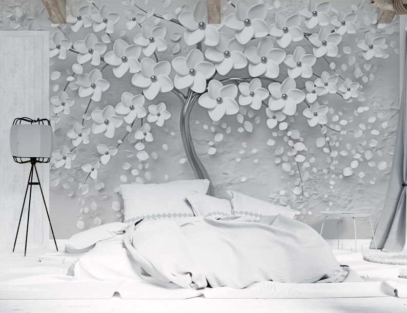 3D FLOWERS TREE With Gold Tree Body Adhesive 3D Floral | Etsy