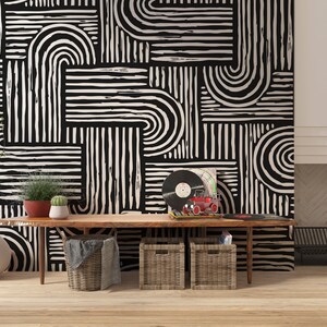 Linear Geometrical Wallpaper Style and Design Wallposter - Etsy