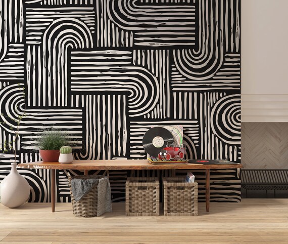 Linear Geometrical Wallpaper Style and Design Wallposter - Etsy