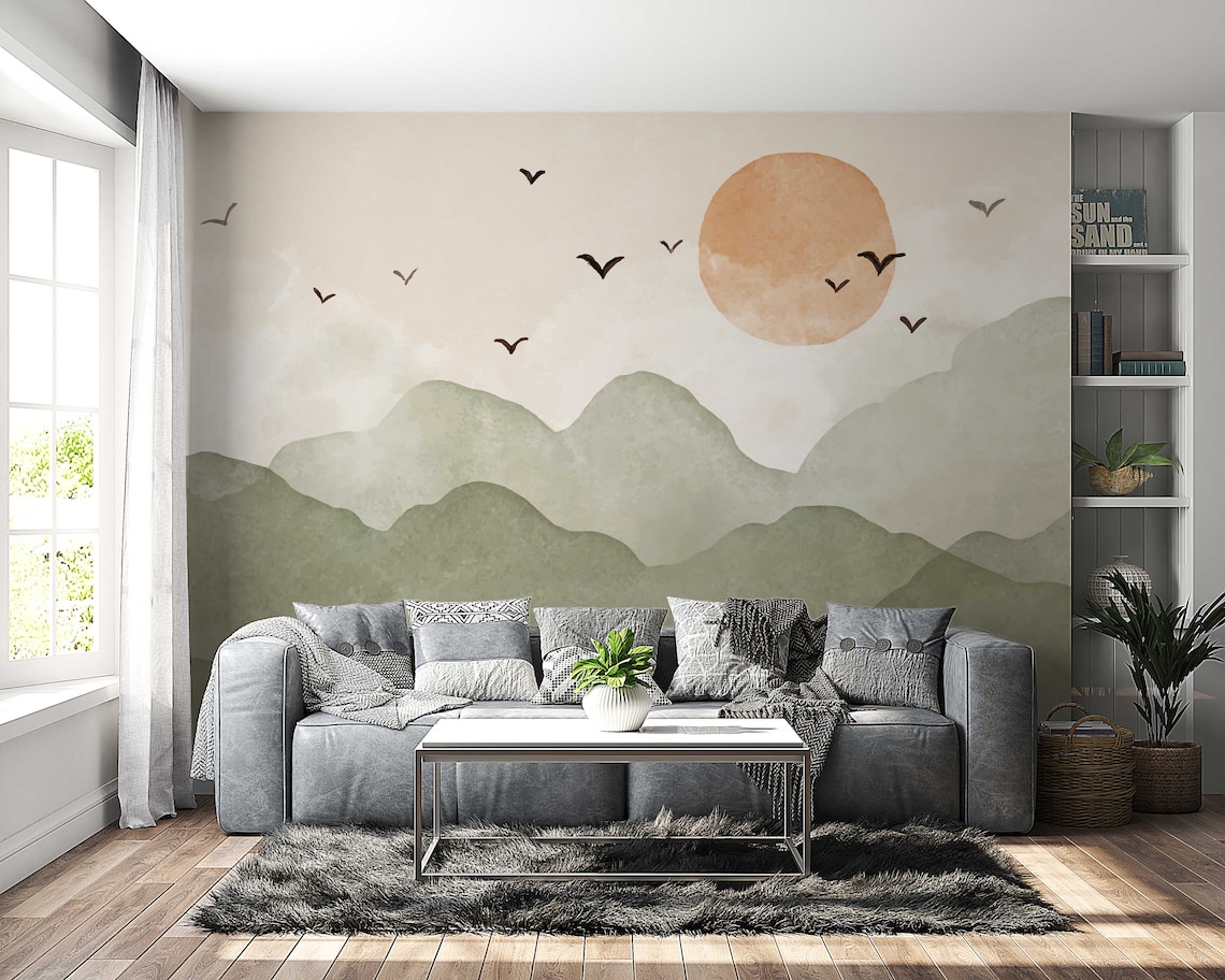 Mountain View Themed Wallpaper for Home Decor-relaxing View Design ...