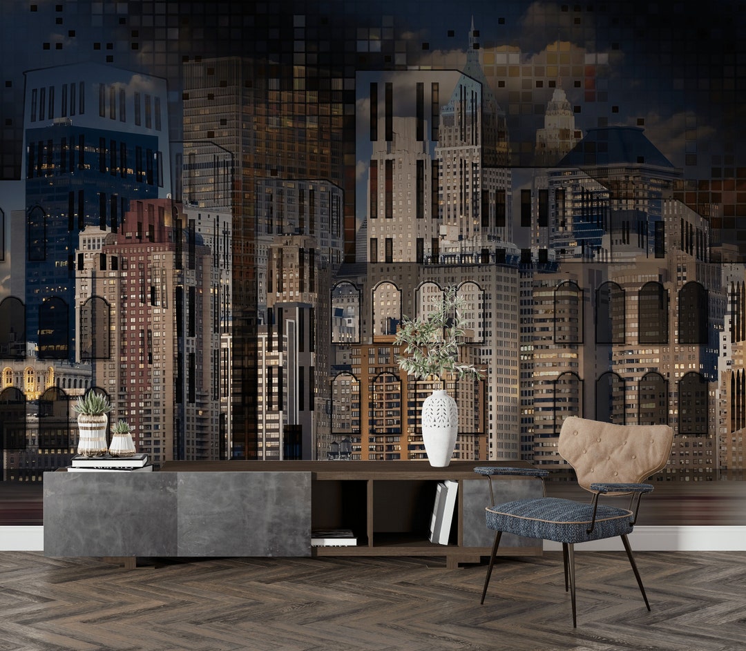 City View Capital Wallpaper , Peel and Stick Old Buildings Mural ...