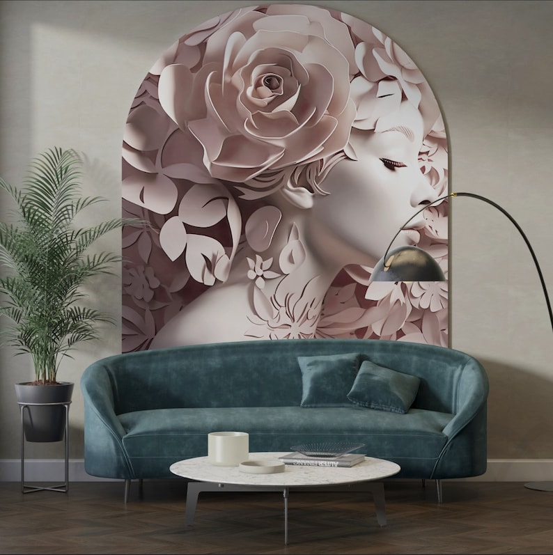 Beauty Woman Wallpaper - Flowers and Woman Coiffeur Wallpaper - Pink ...