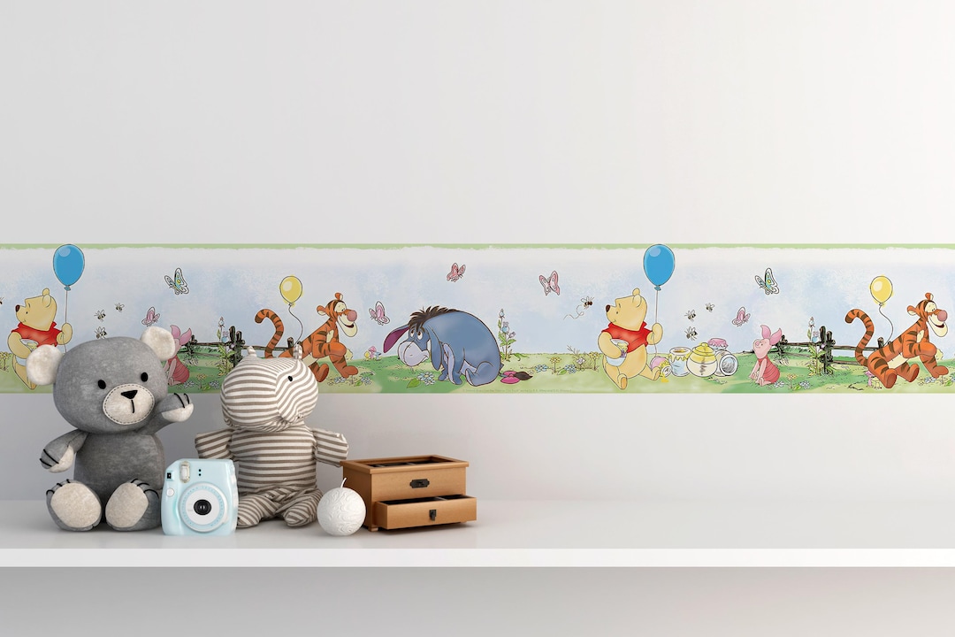 Nursery Wall Border With Pastel Animal Friends and Balloons for Baby ...