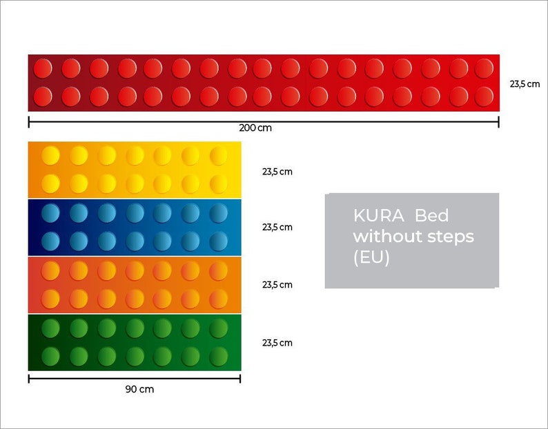 Building Bricks Kura Bed Decal Set - Kids Room Colorful Kura Bed Wrap ...