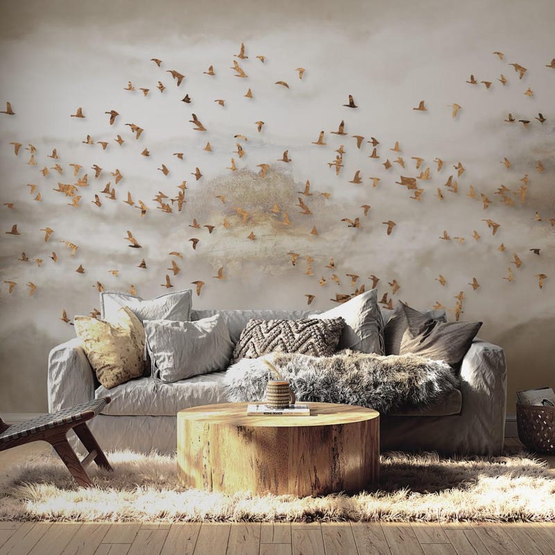 Embossed Wallpaper Birds - Etsy