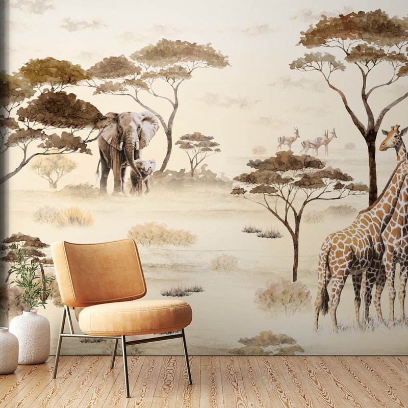 Safari Wallpaper With Lion - Etsy UK