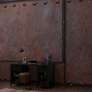 Rusty Metal Wallpaper , Rough Stone Look Removable Wall Mural - Metal ...