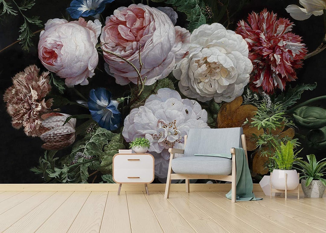 Realistic Big Roses Wall Mural- Big Flowers Wallpaper- Different ...