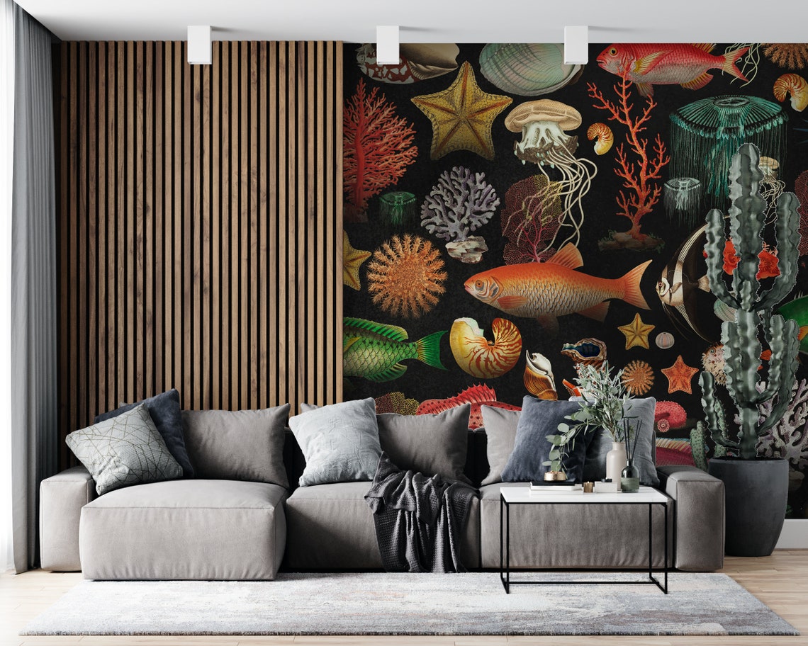 Sea Life Wallpaper Species of Fish Wallpaper Styles and - Etsy