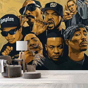 Hip Hop Legends Wall Mural for Game Room Music Studio Urban Street ...