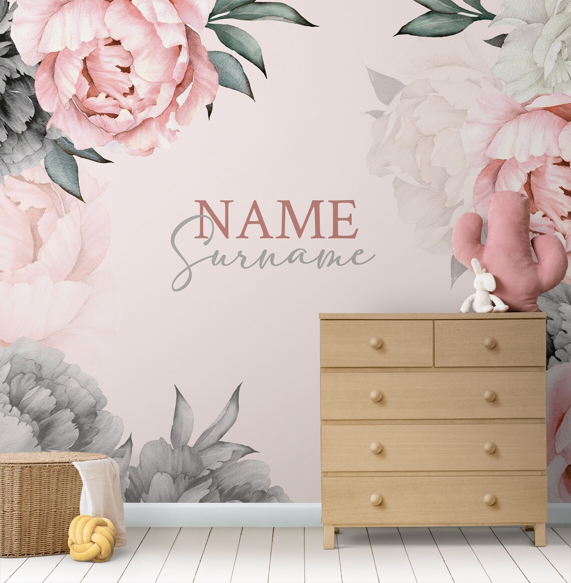 Flowery Wall Mural Floral Nursery Room Wallpaper - Etsy