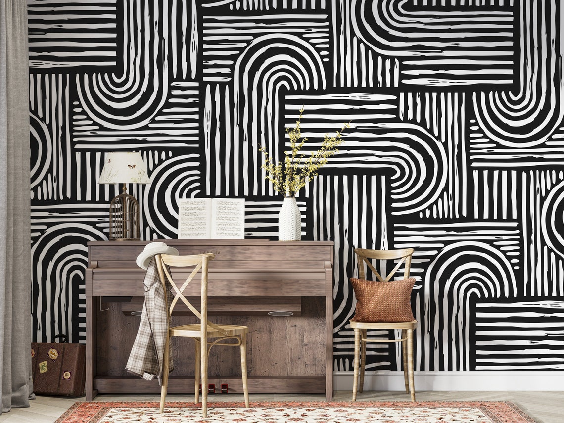 Linear Geometrical Wallpaper Style and Design Wallposter - Etsy