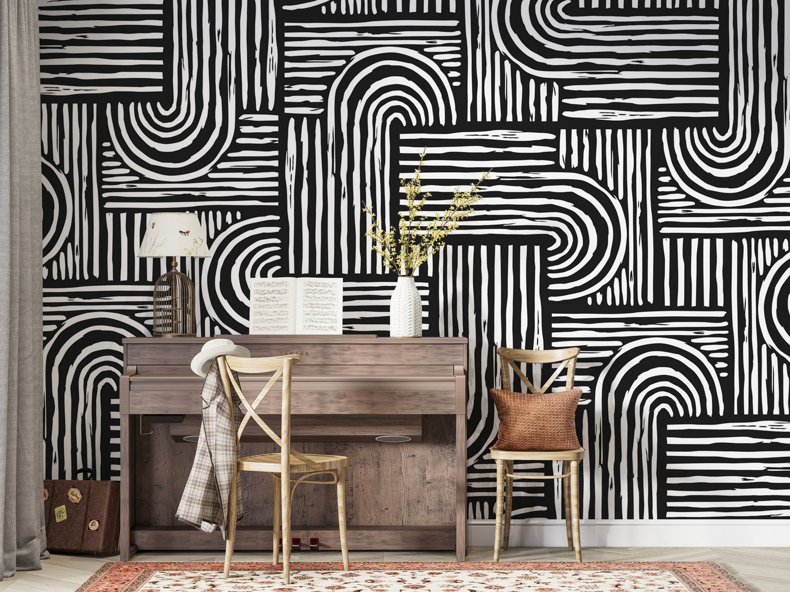 Linear Geometrical Wallpaper- Style and Design Wallposter- Livingroom ...