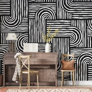 Linear Geometrical Wallpaper- Style and Design Wallposter- Livingroom ...