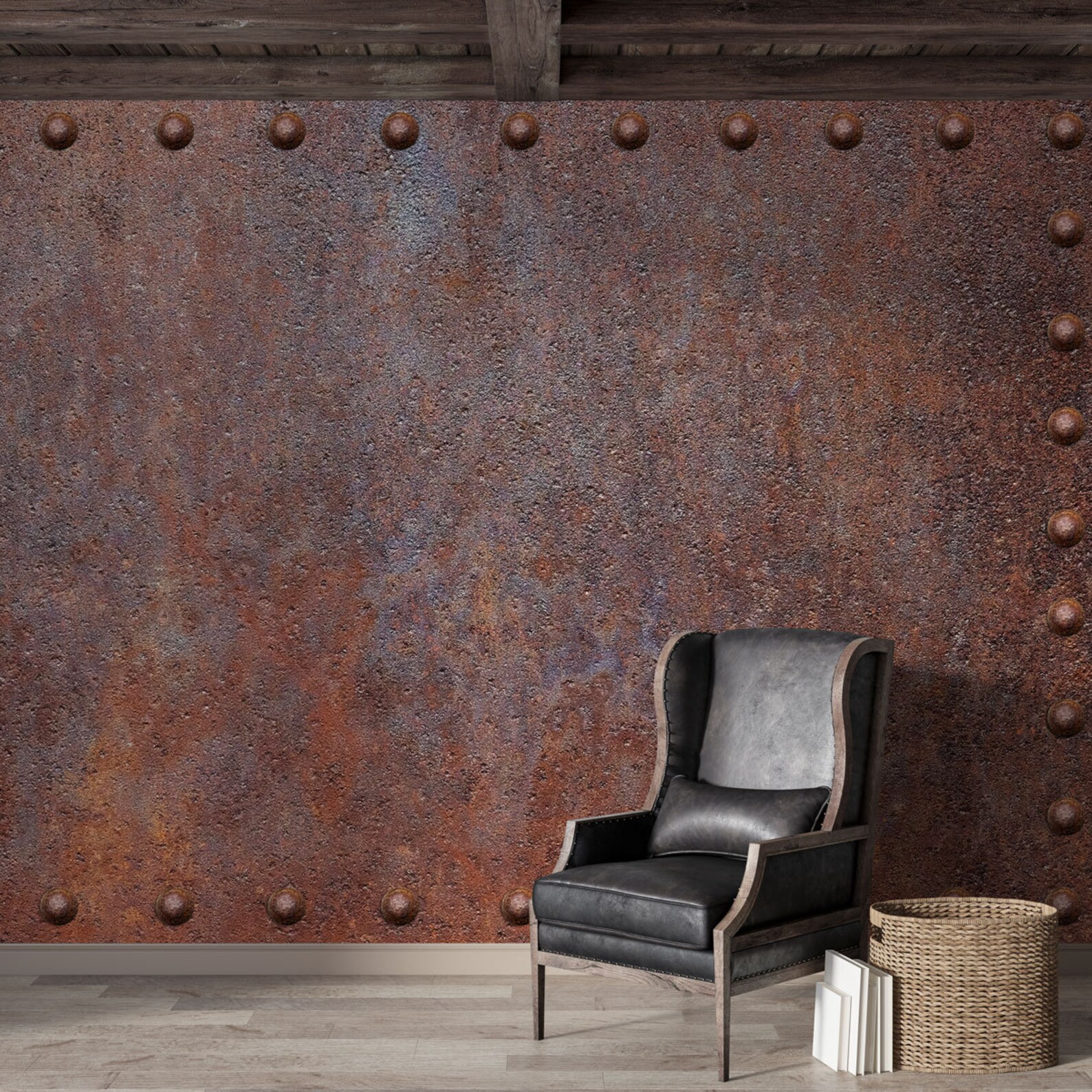 Rusty Metal Wallpaper , Rough Stone Look Removable Wall Mural - Metal ...