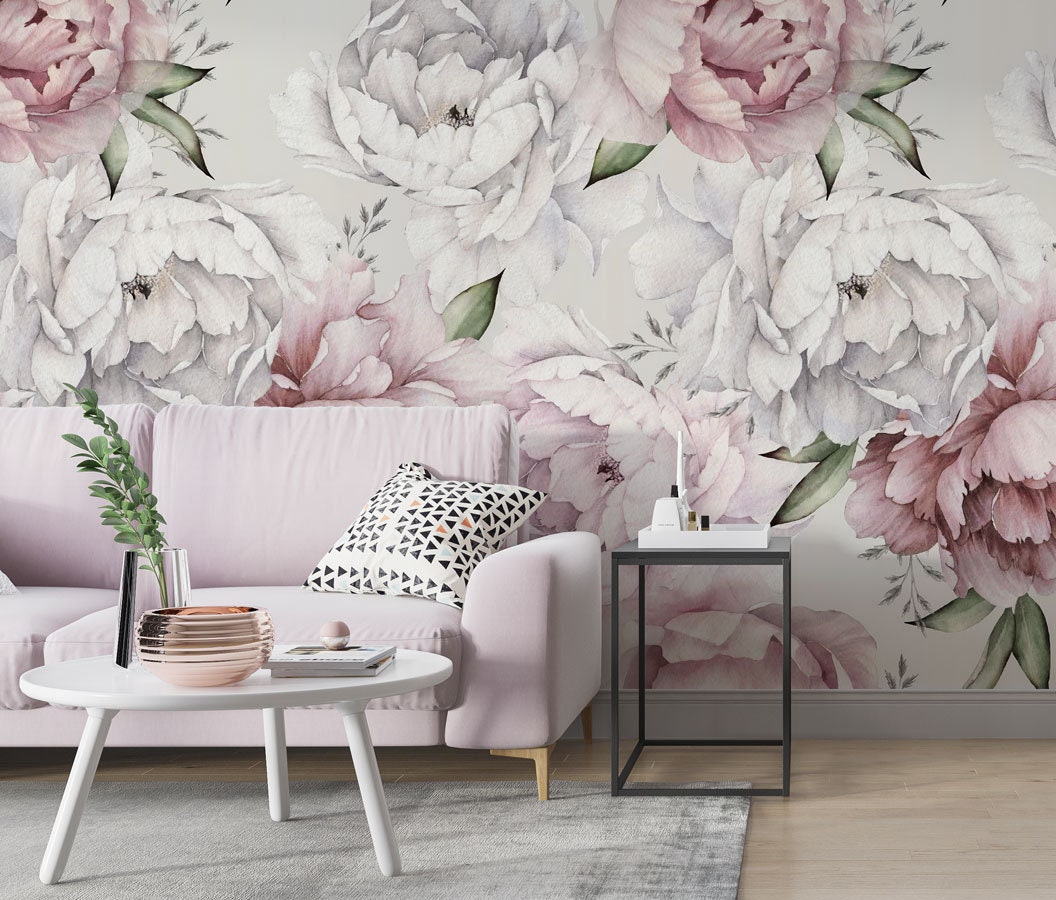 Big Floral WALLPAPER Floral Wall Mural Removable Wall Paper - Etsy