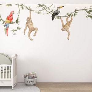 Tropical Animals Stickers, Nursery Room Decor, Peel and Stick, Jungle ...