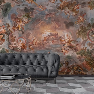 Custom Renaissance Ceiling Fresco Wallpaper Mural | Grand Baroque Art ...