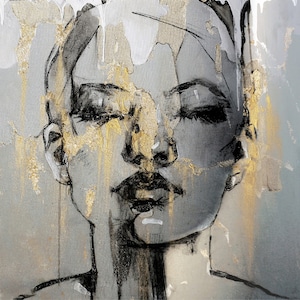 Modern Silver Abstract Woman Peel and Stick Wallpaper - Gold Foil ...