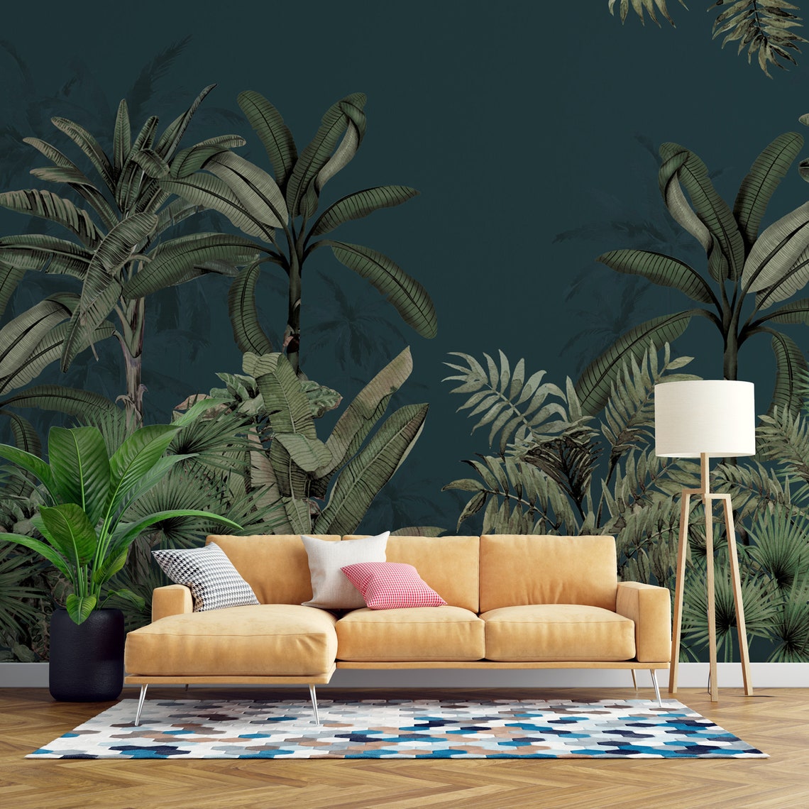 Jungle Scenery Wallpaper Tropical Palm Tree Wall Mural - Etsy