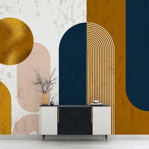 Arch Wall Wallpaper, Abstract Shape and Line Art, Semicircle Wall ...