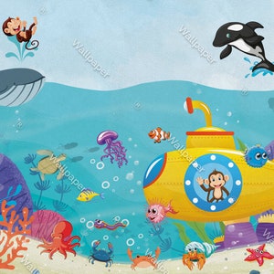 Under the Sea Wallpaper for Kids , Removable Self Adhesive Sea Themed ...