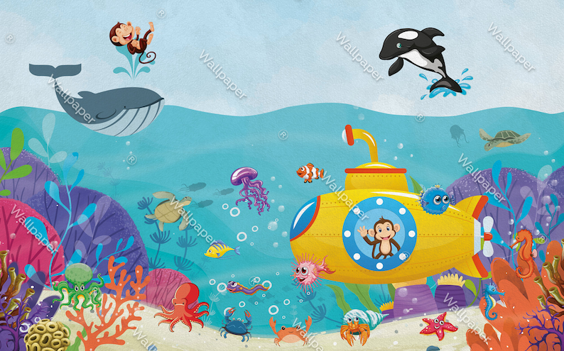 Under the Sea Wallpaper for Kids , Removable Self Adhesive Sea Themed ...