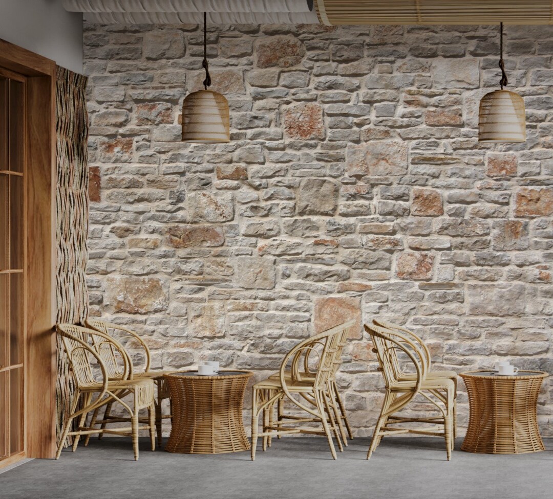 Brick Look Wallpaper - Stone Look Brick Wall Mural - Office Decor 3D ...