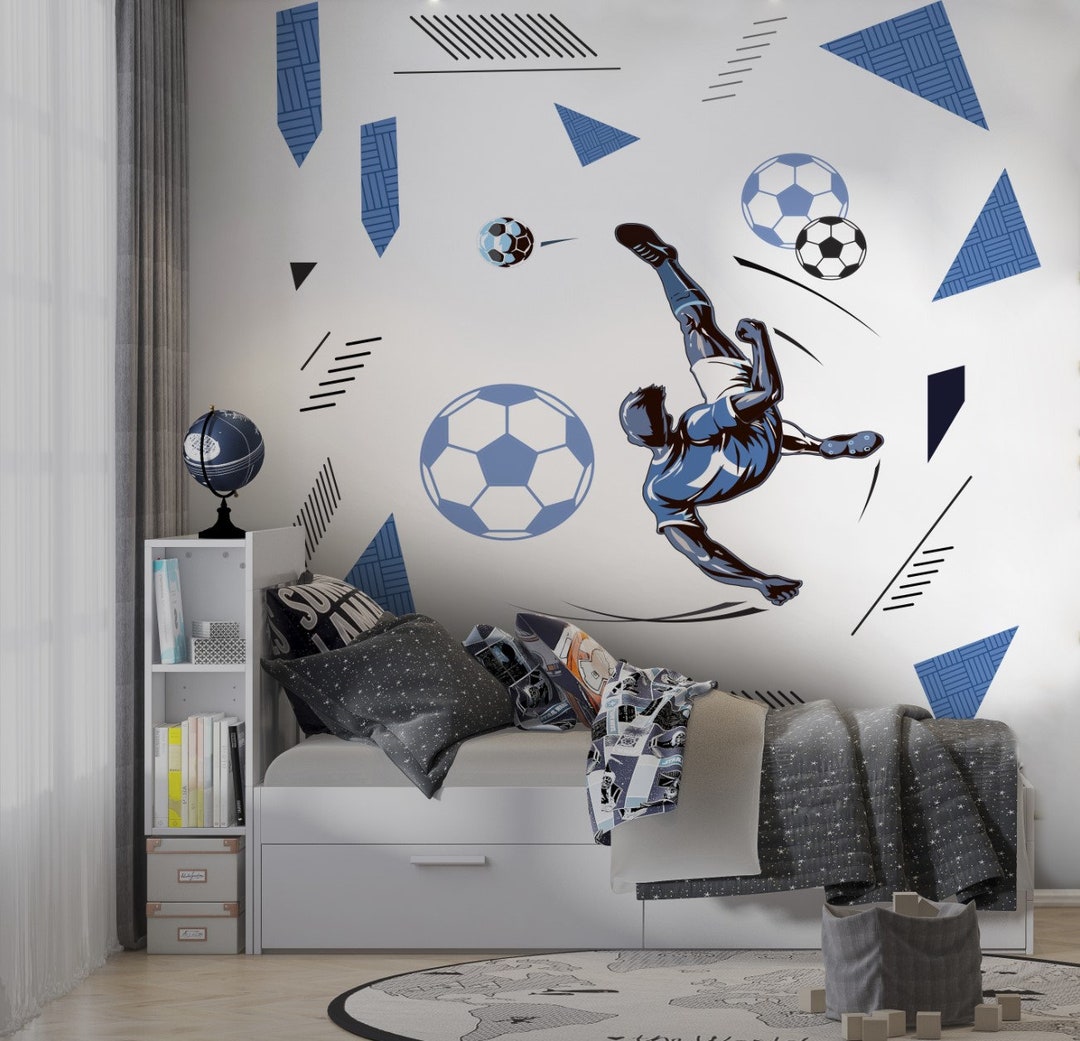 Soccer Wall Sticker Boys Room , Football Themed Wall Decal Set for Kids ...