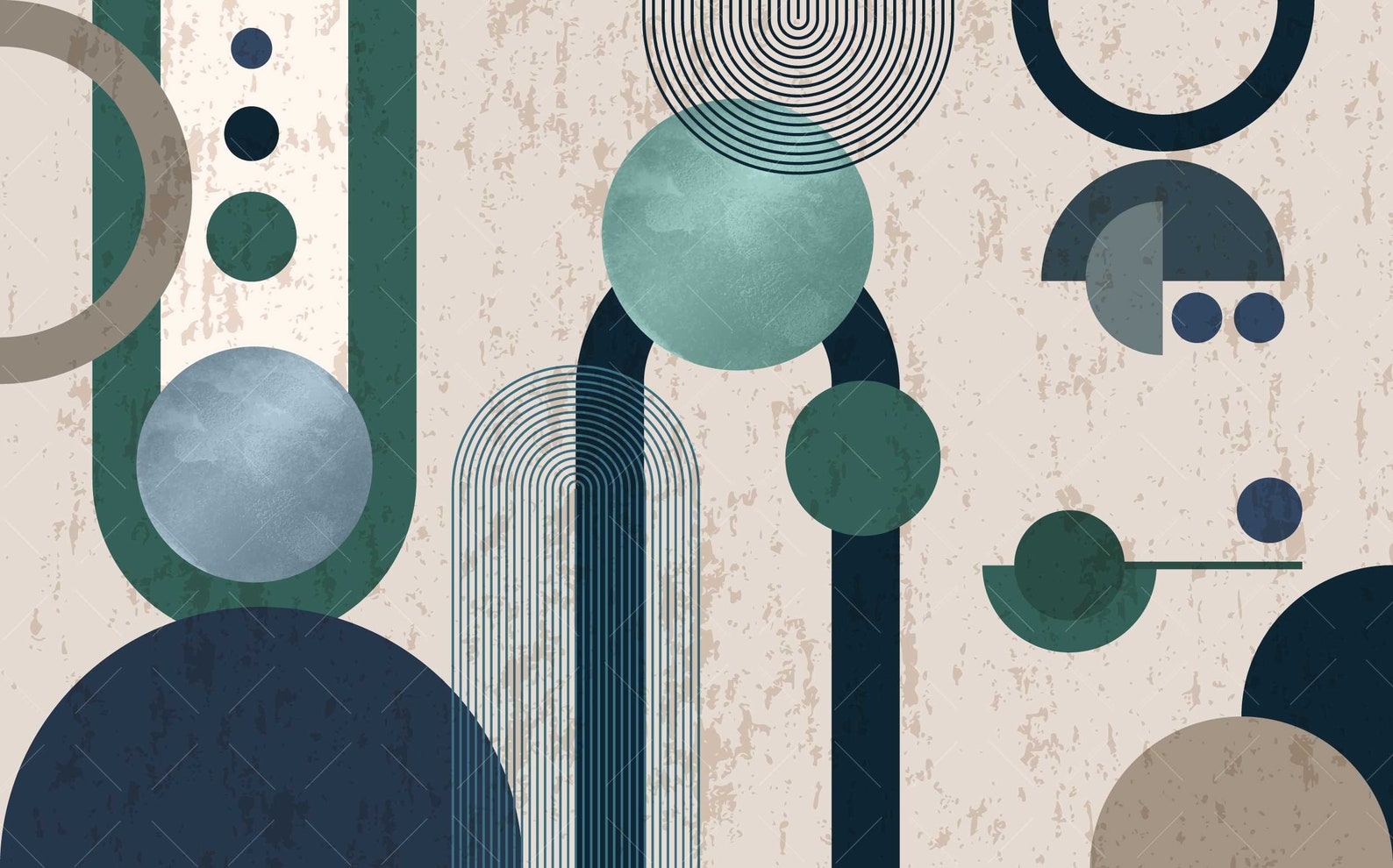 Blue Toned Arch Wallpaper Abstract Shape and Line Art - Etsy