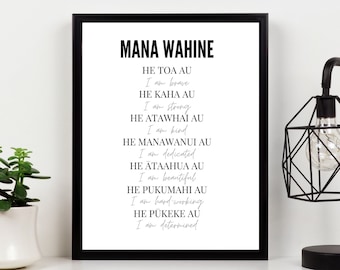 Maori Language Affirmations Bilingual Wall Art Print New Zealand ...