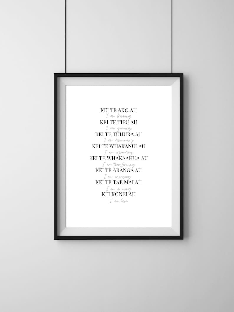 Maori Language Affirmations 2 Bilingual Wall Art Print New Zealand ...