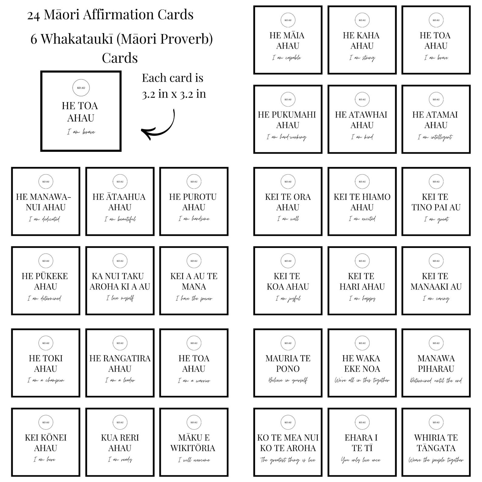 30 Maori Affirmation Cards Bilingual With Bonus Whakatauki Te Reo Māori ...
