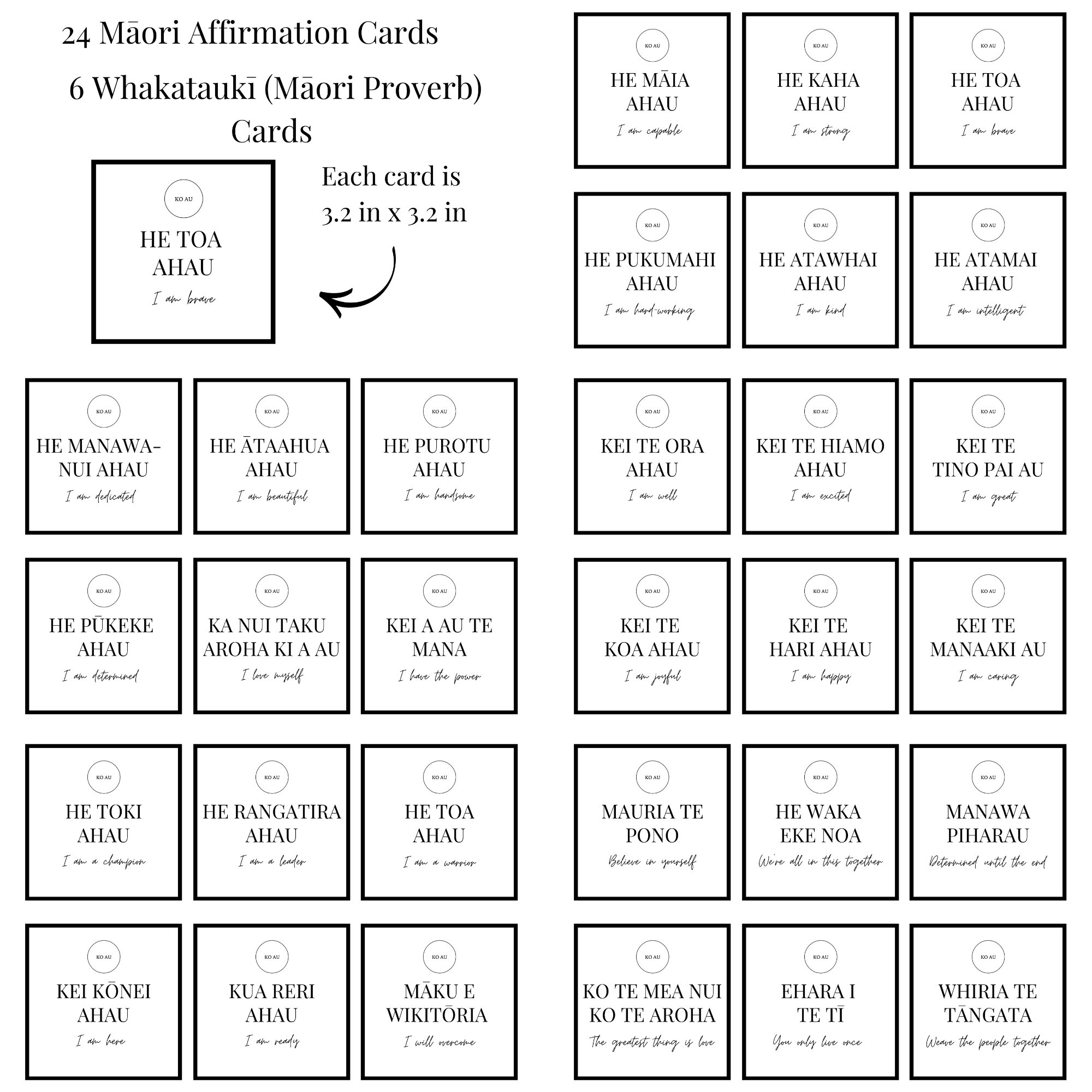 30 Maori Affirmation Cards Bilingual With Bonus Whakatauki Te Reo Māori ...