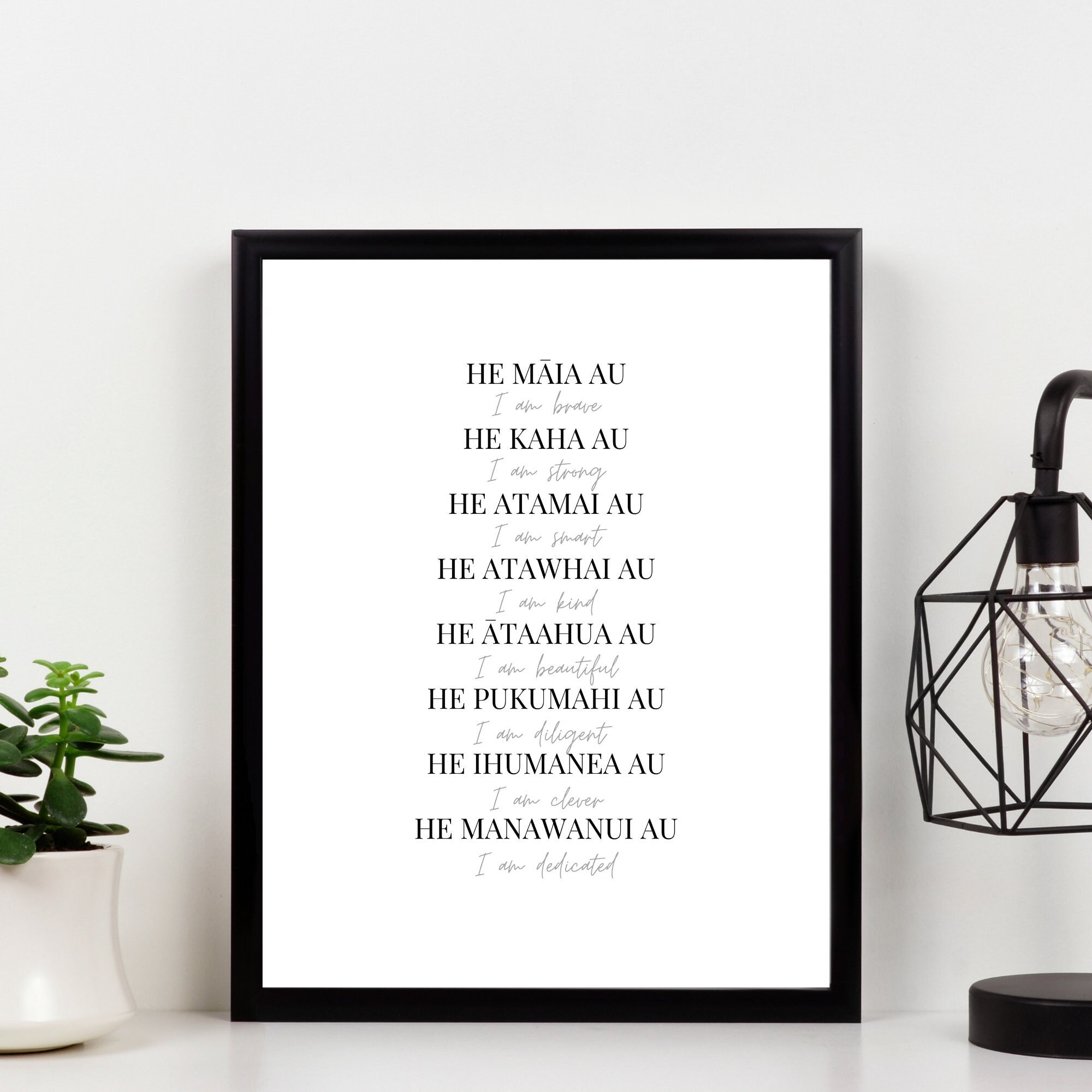 Maori Language Affirmations Bilingual Wall Art Print New Zealand ...