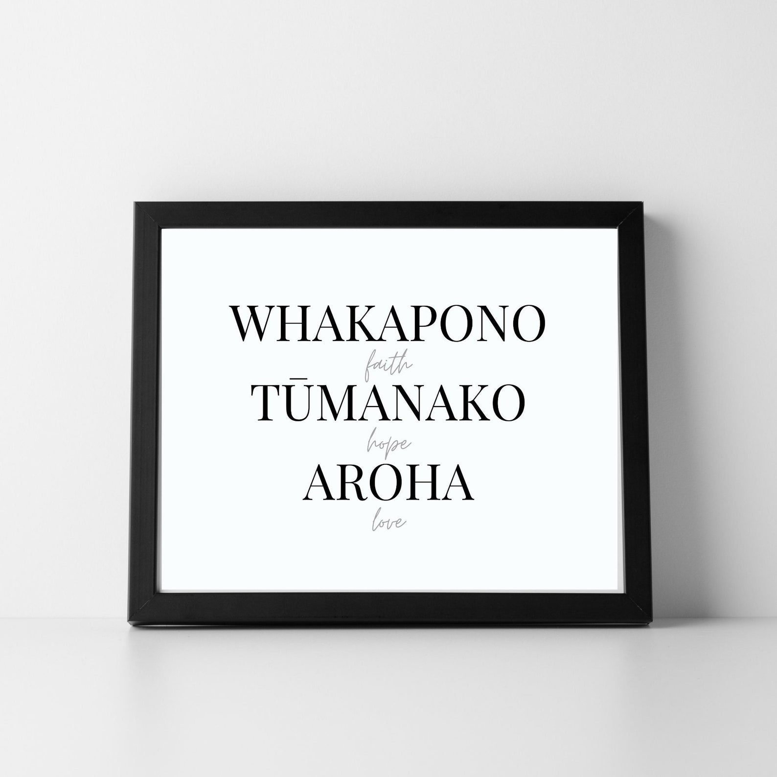 Faith Hope Love Whakapono Tumanako Aroha Te Reo Māori Wall Art Print ...