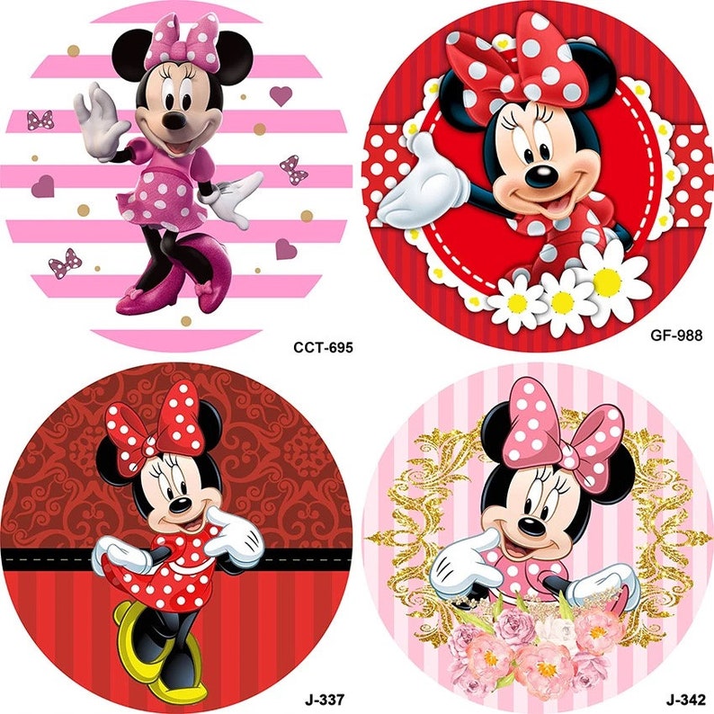 Pink Minnie Mouse Round Backdrop Covers Party Decoration - Etsy