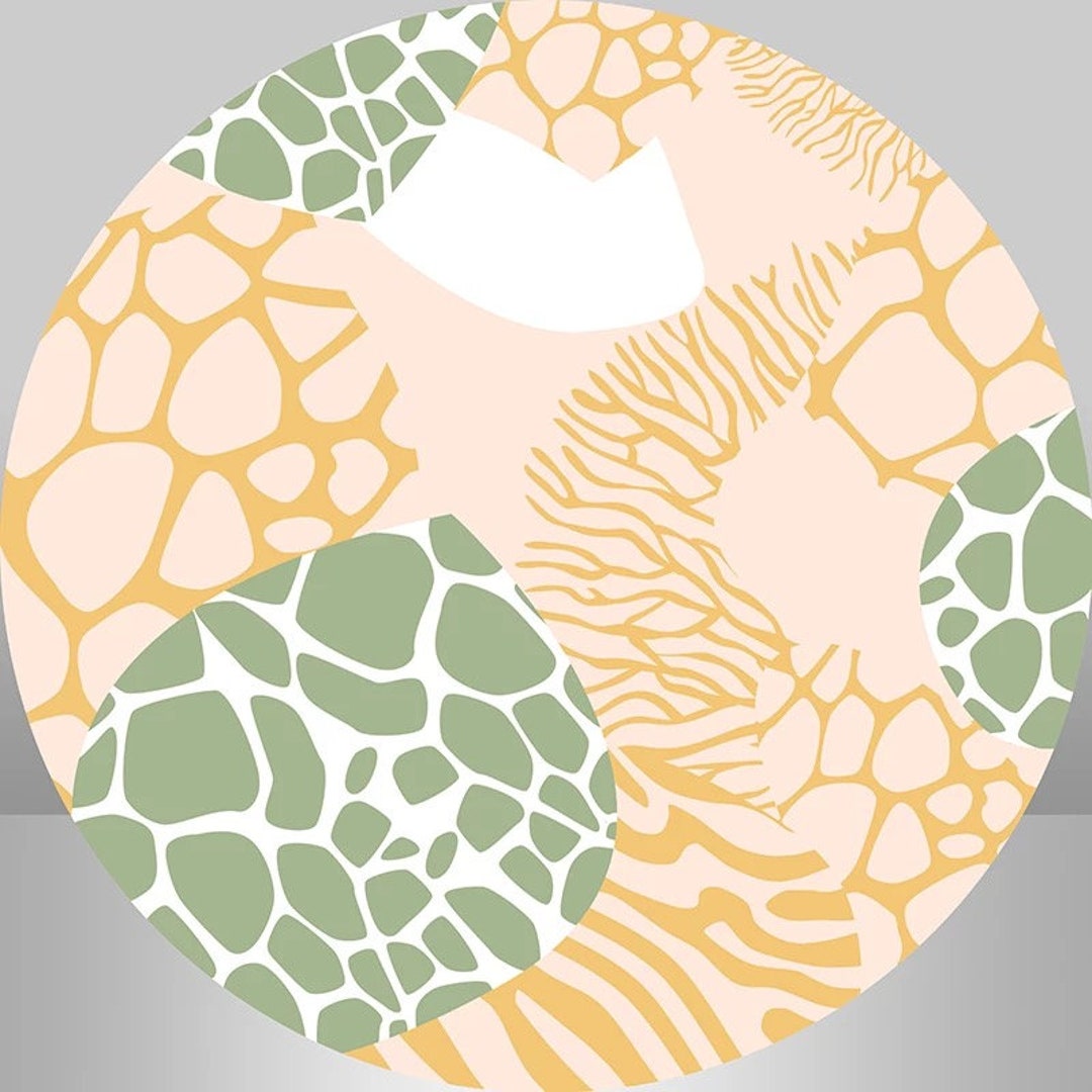 Safari Party Round Backdrop Circle Background Cover Ginger Green Beige ...
