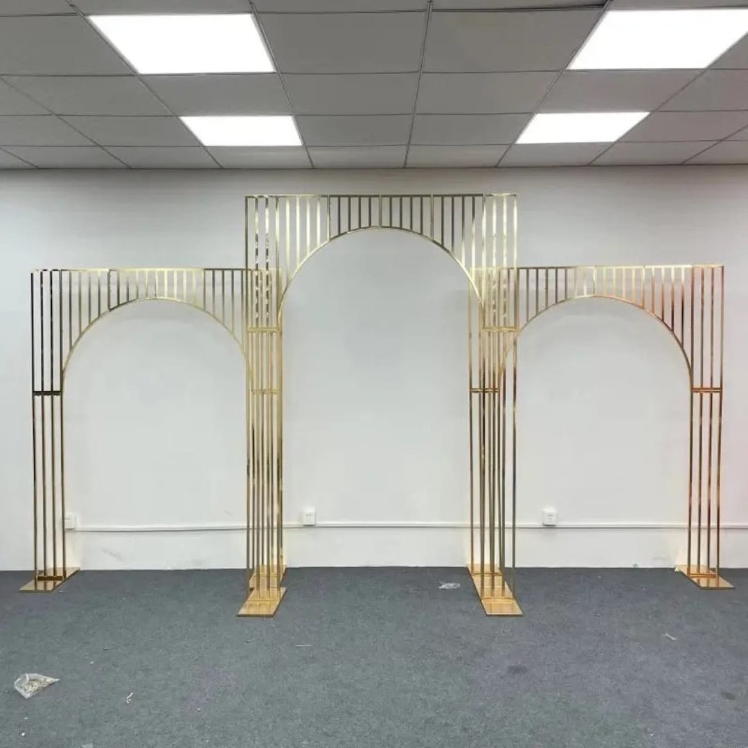 Arch Wedding, Arches Gold Plated Frame Backdrops Metal, Props Flowers ...