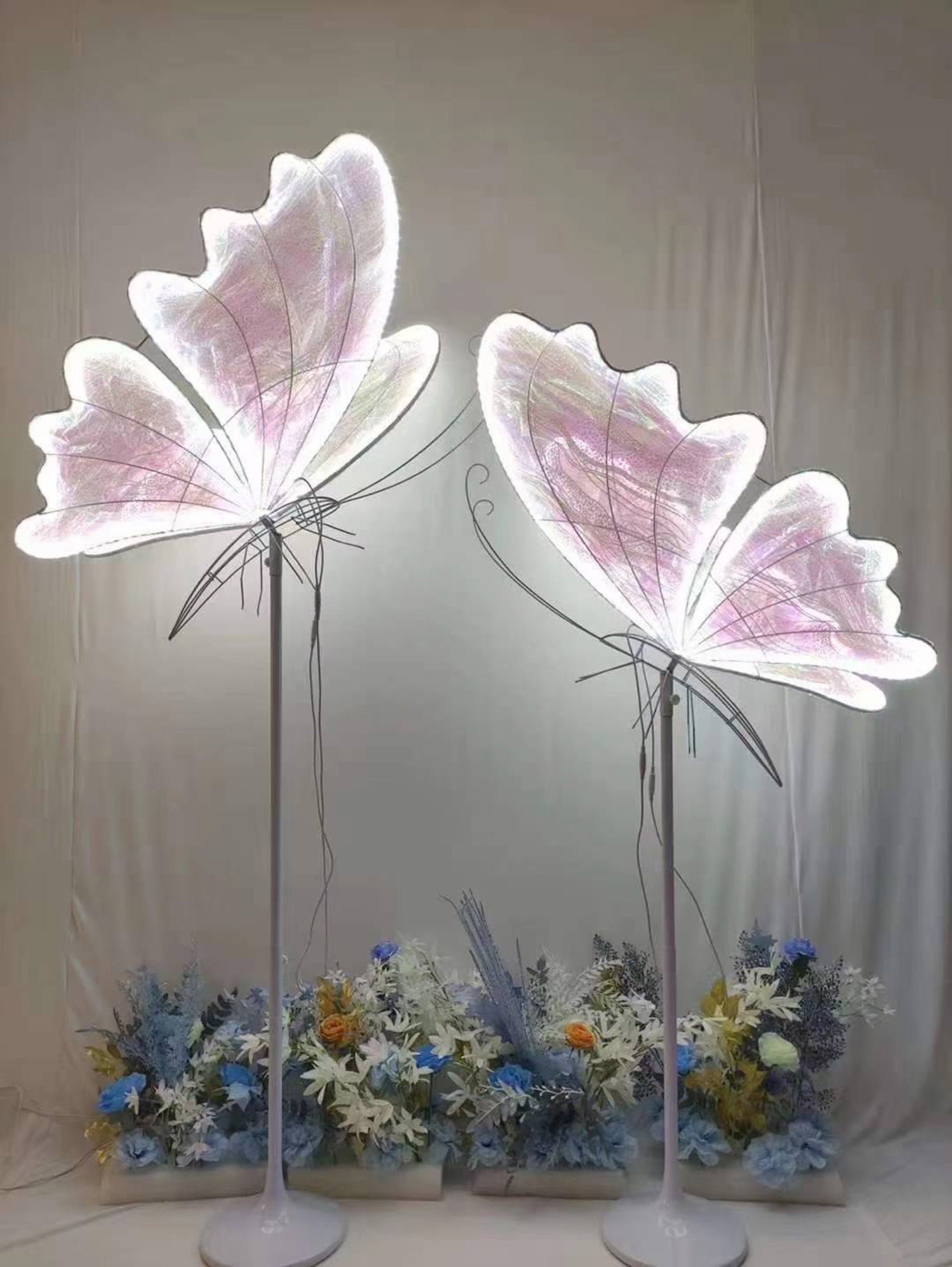 1M Pink Big Butterfly Light, Neon Light Wedding Props, Wings Event ...