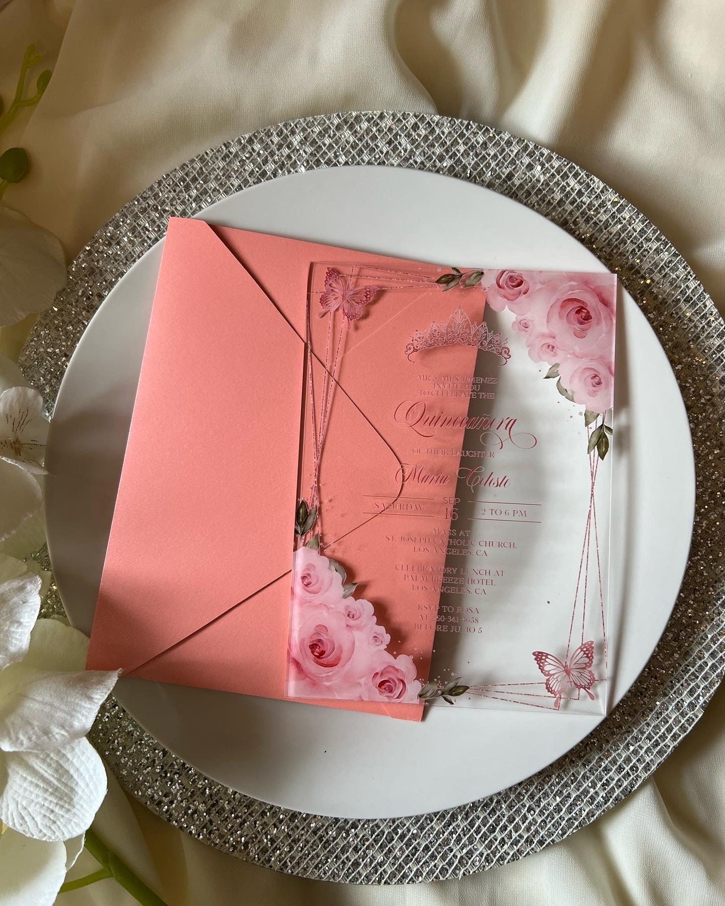 Blush Pink Quinceanera Invitations Acrylic Invites Rose Pink - Etsy