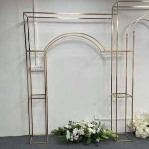 3 Pcs Stands, Curve Wedding Backdrop, Gold Iron Metal Screen Arch - Etsy