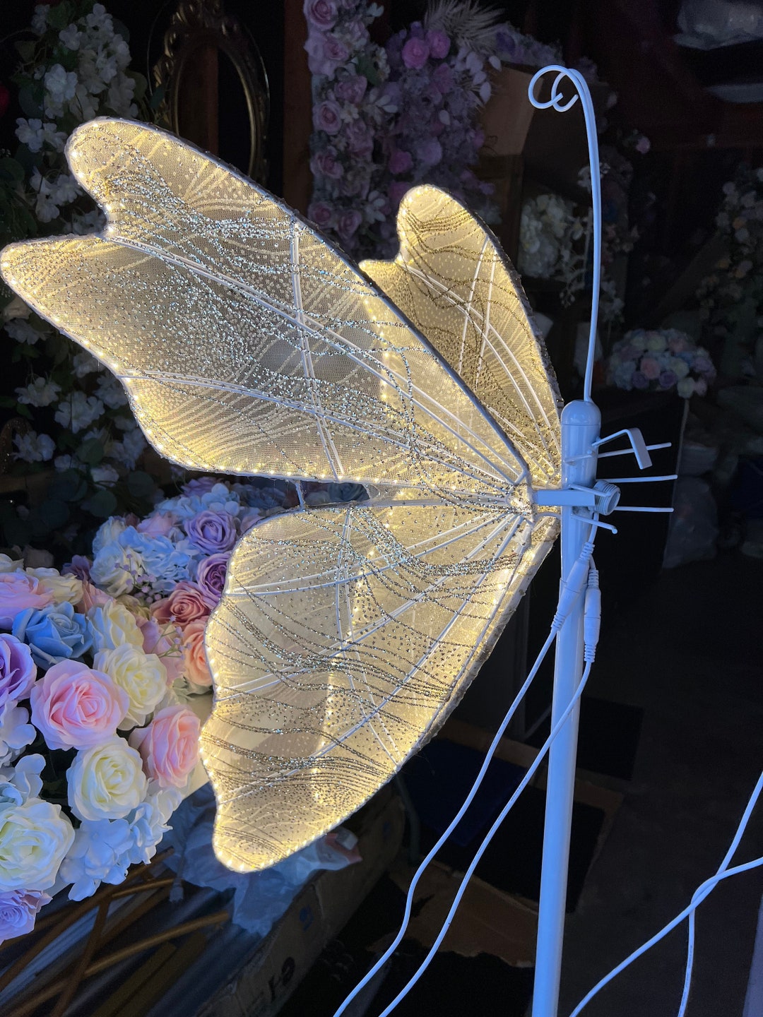 2pcs |0.6M Light Butterfly Wings Party Prop Event Decoration, LED Metal ...