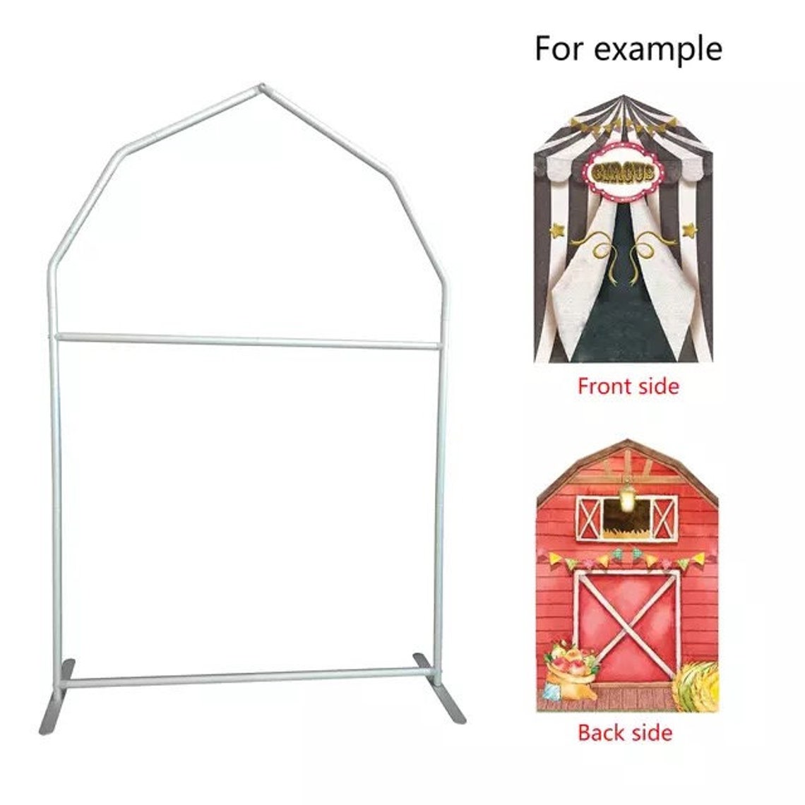 Barn Shape Arch Stand, Backdrop Cover, Double Sides Printed Chiara ...