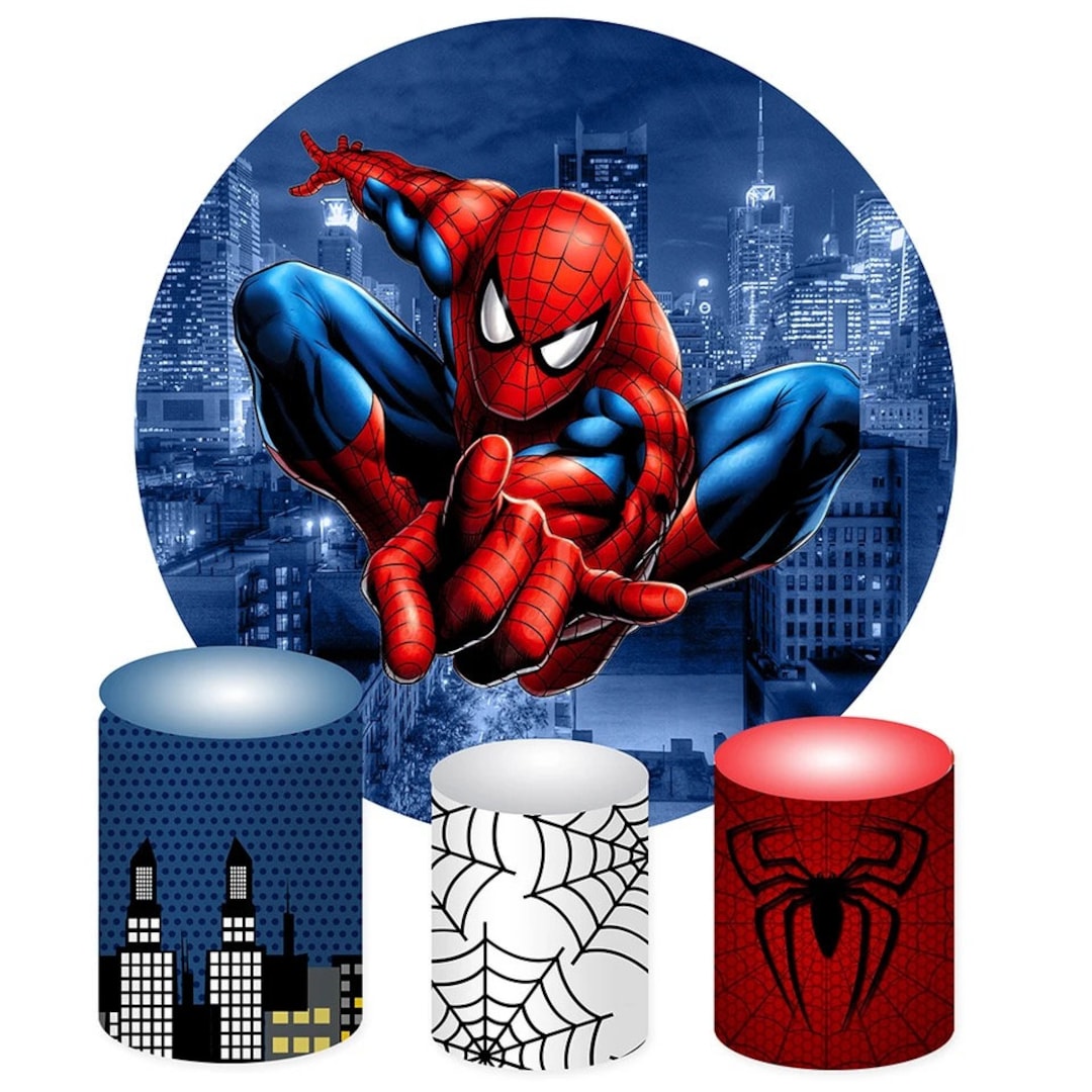 Spider Man Backdrop Cover, Banner Party Circle Polyester Cover - Etsy