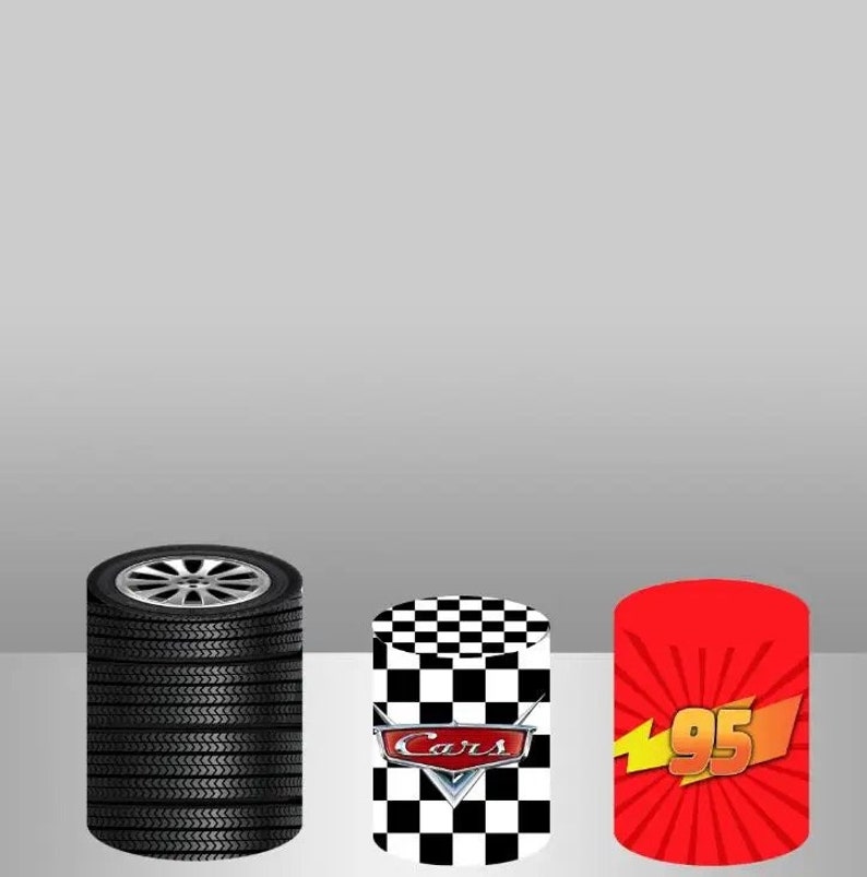 Cartoon Macqueen Cars Round Backdrop Cover for Boy Birthday Decor Wheel ...