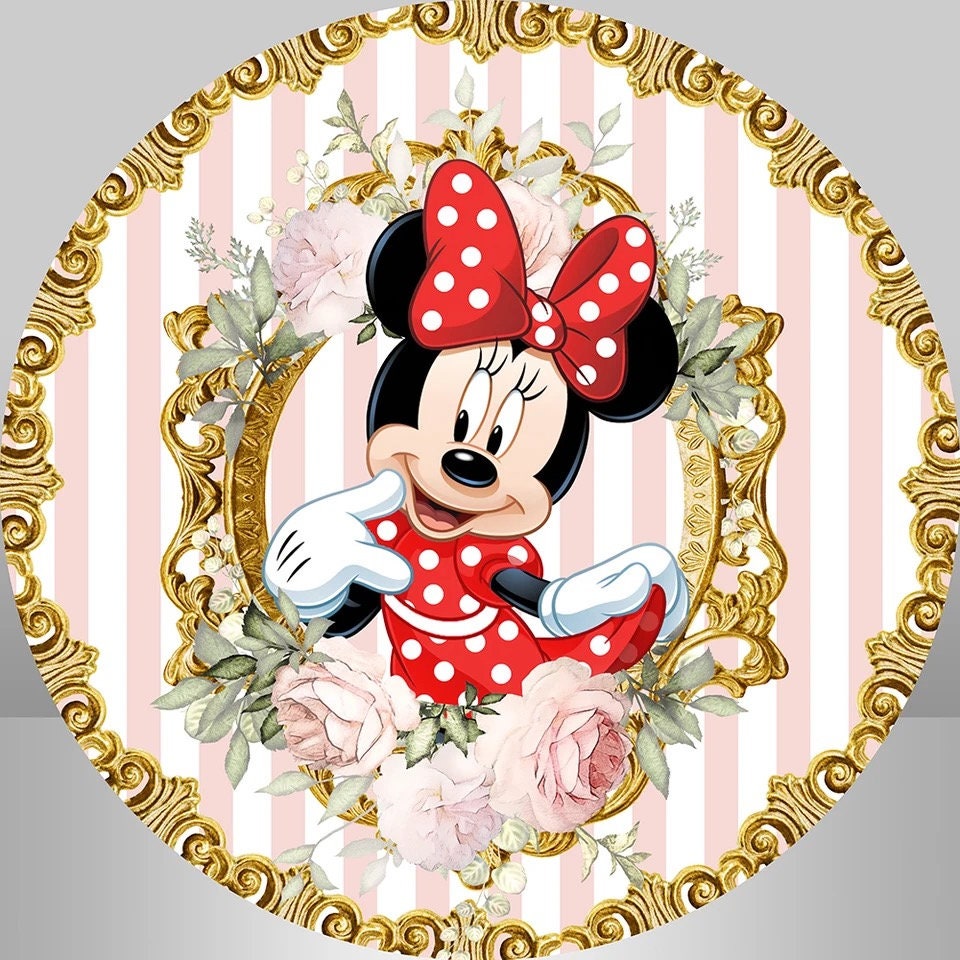 Red Minie Mouse Round Backdrop Cylinder Pedestal Covers Gold - Etsy