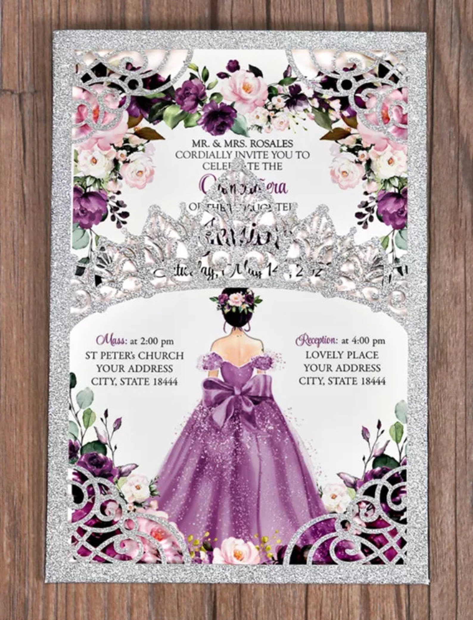 Lilac Quinceanera Invitations Lavanda Sweet 16 Cricut Silver - Etsy