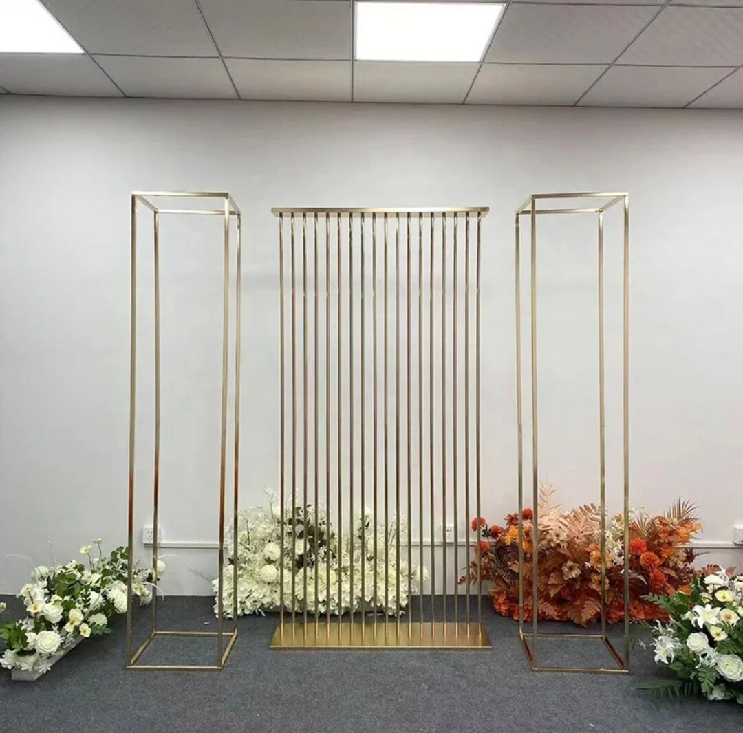 Shiny Gold Stand Wedding Arch, Party Decor Frame, Metal Stage ...